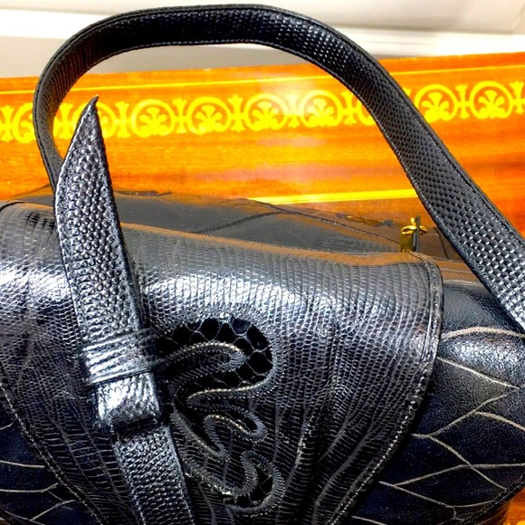 Sharif | Bags | Nwt Sharif Black Crossbody Shoulder Bag Snake Skin Croc ...